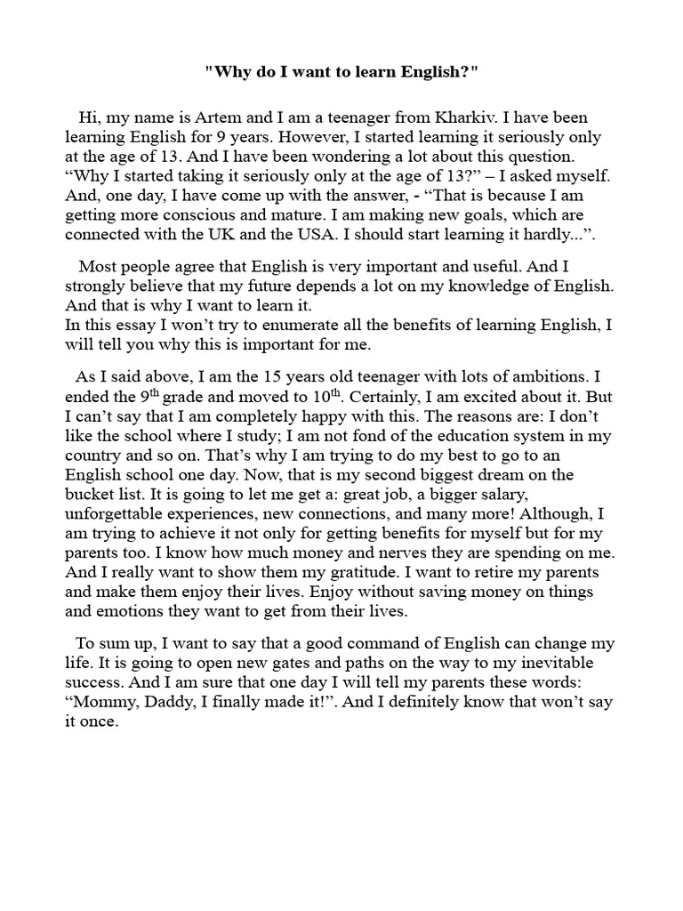 Why I Want to Learn English | PDF