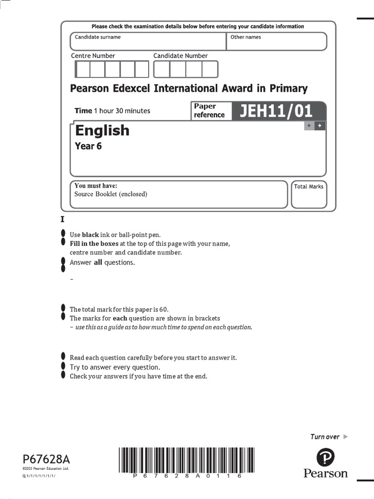 Y6 - Edexcel Practice Paper 2024 - New | PDF | Languages | Foreign Language Studies
