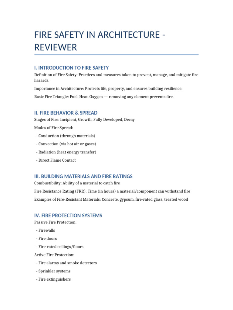 FIRE SAFETY Architecture Reviewer | PDF