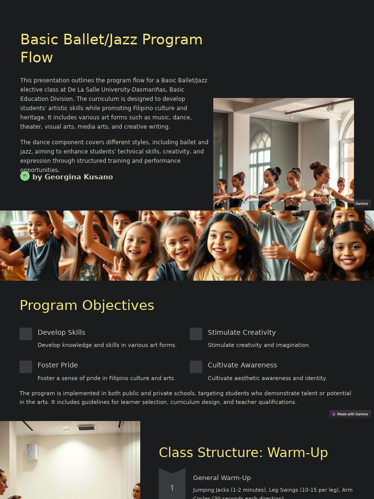 Basic Ballet and Jazz Class Overview | PDF