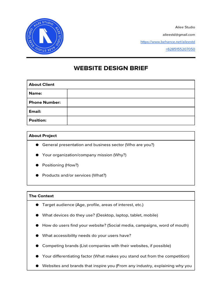 Initial Brief - Website Design | PDF