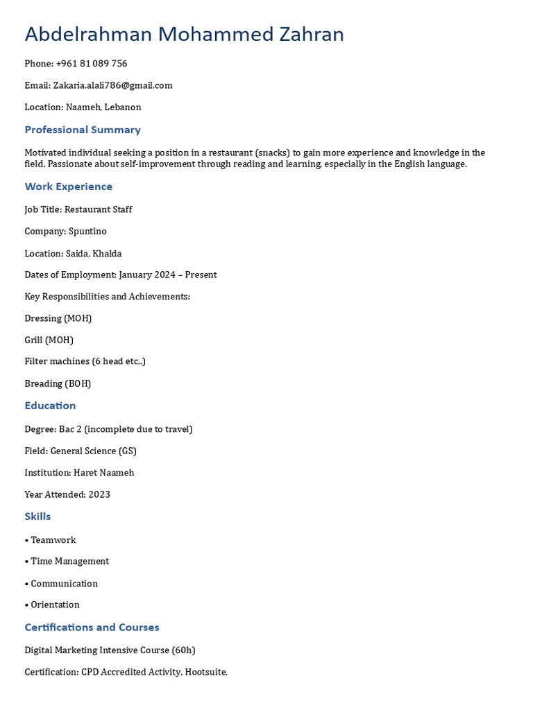 Abdelrahman Mohammed Zahran CV-3.Docx 20250612 224912 0000 | PDF
