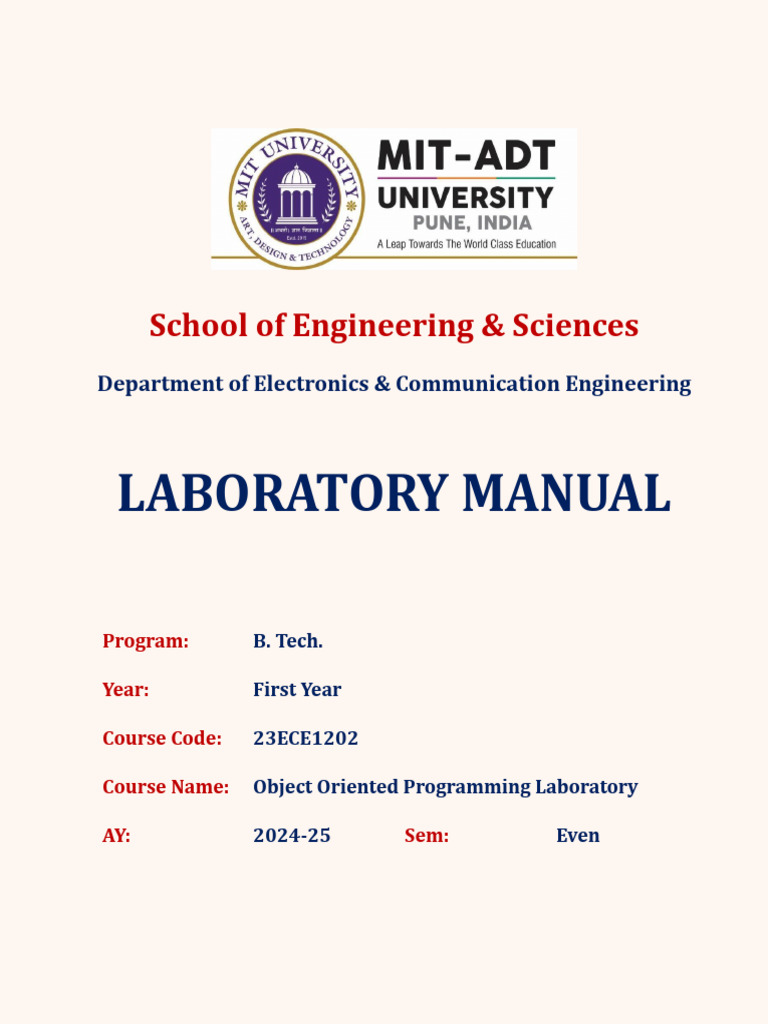 OOPS Lab Manual With COver Page | PDF | C++ | Area