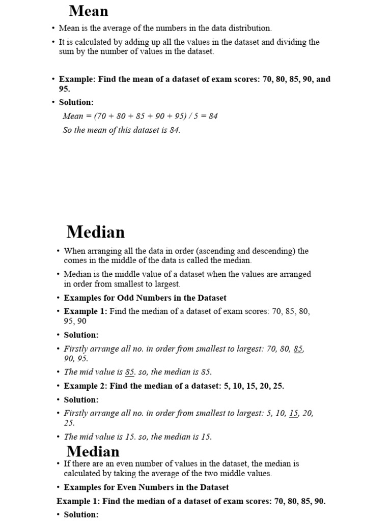Lecture 20 Mean Median Mode | PDF