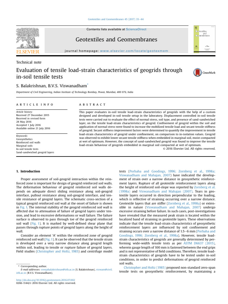 In-Soil Tensile Tests of Geogrids | PDF | Deformation (Engineering ...