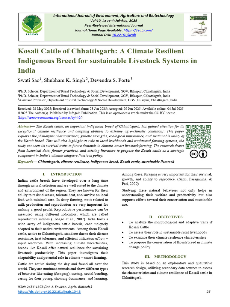 Kosali Cattle of Chhattisgarh: A Climate Resilient Indigenous Breed For ...