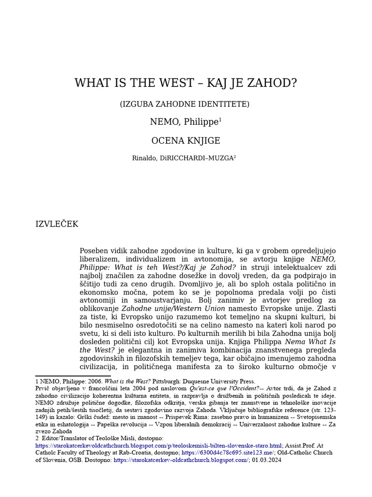 IZGUBA ZAHODNE IDENTITETE-VZPON NEEVROPSKIH INFERIORNIH IDENTITET - pdf-OCENA KNJIGE | PDF
