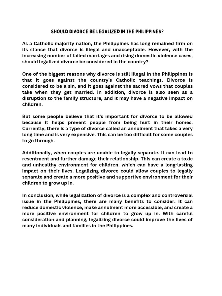 Legalizing Divorce in the Philippines | PDF