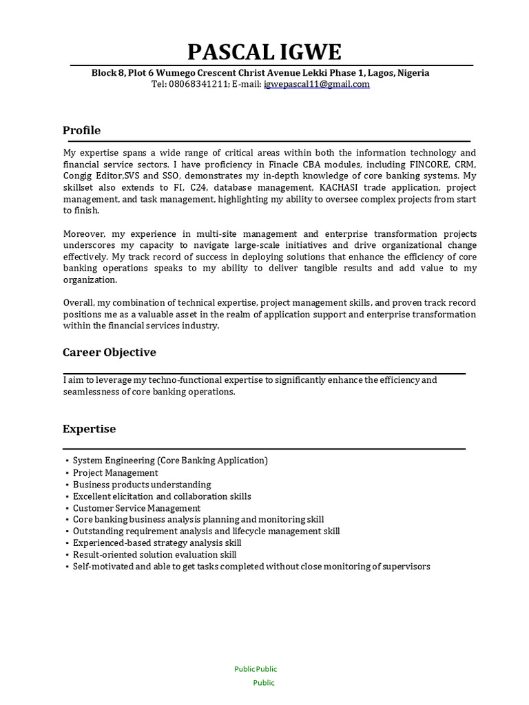 Igwe Pascal Senior Cba Analyst 3 | PDF | Sql | Databases