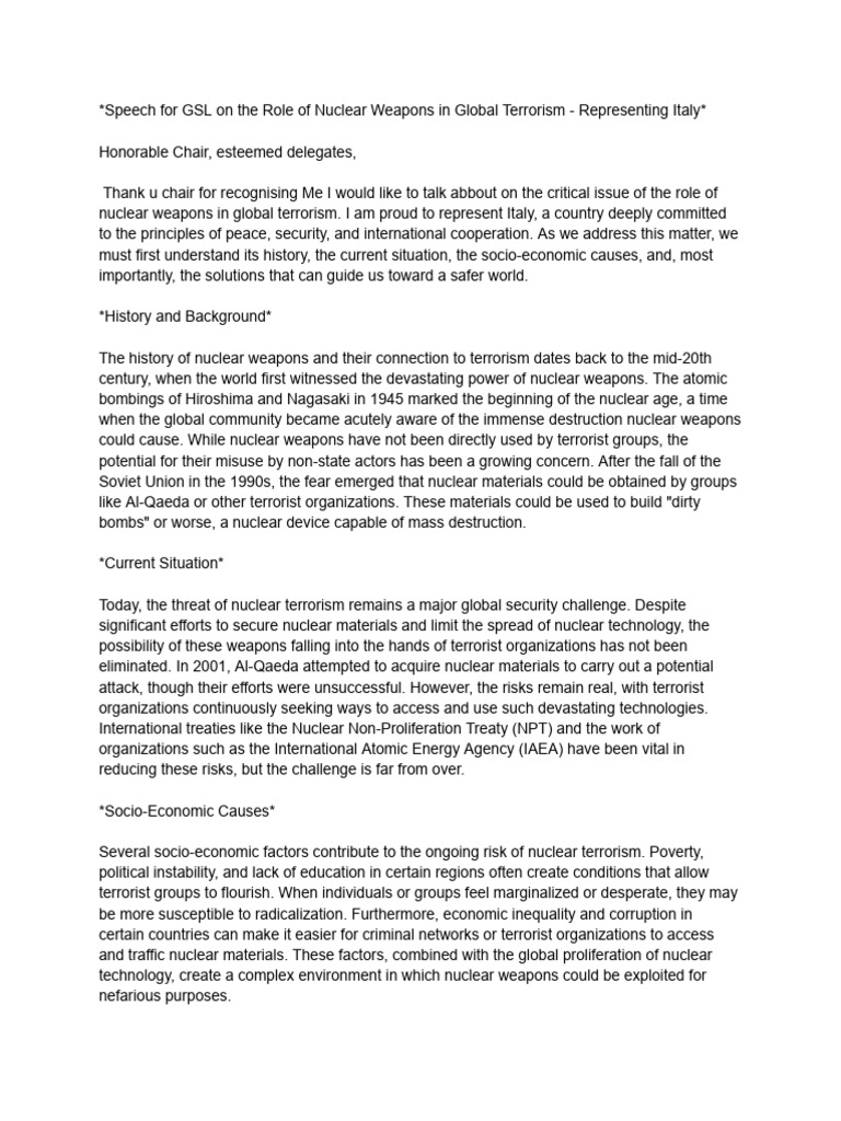 Nuclear Weapons and Global Terrorism | PDF | Nuclear Weapons | Nuclear ...