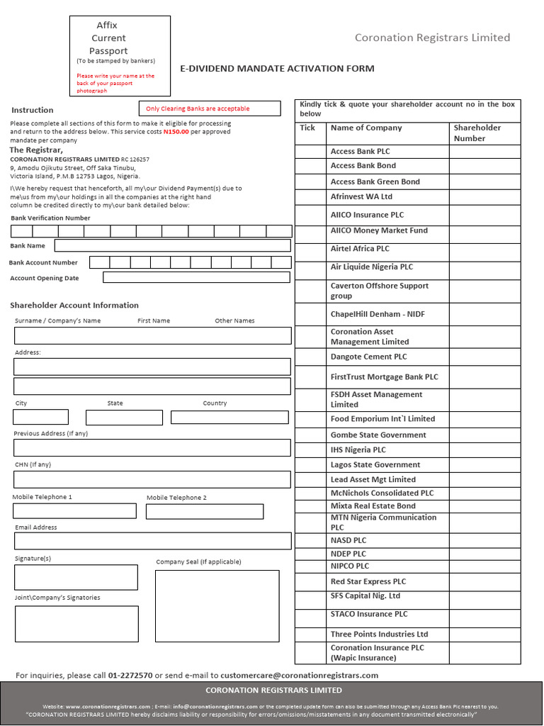 Coronation e Mandate Dividend Form 16 | PDF | Financial Services | Private Sector