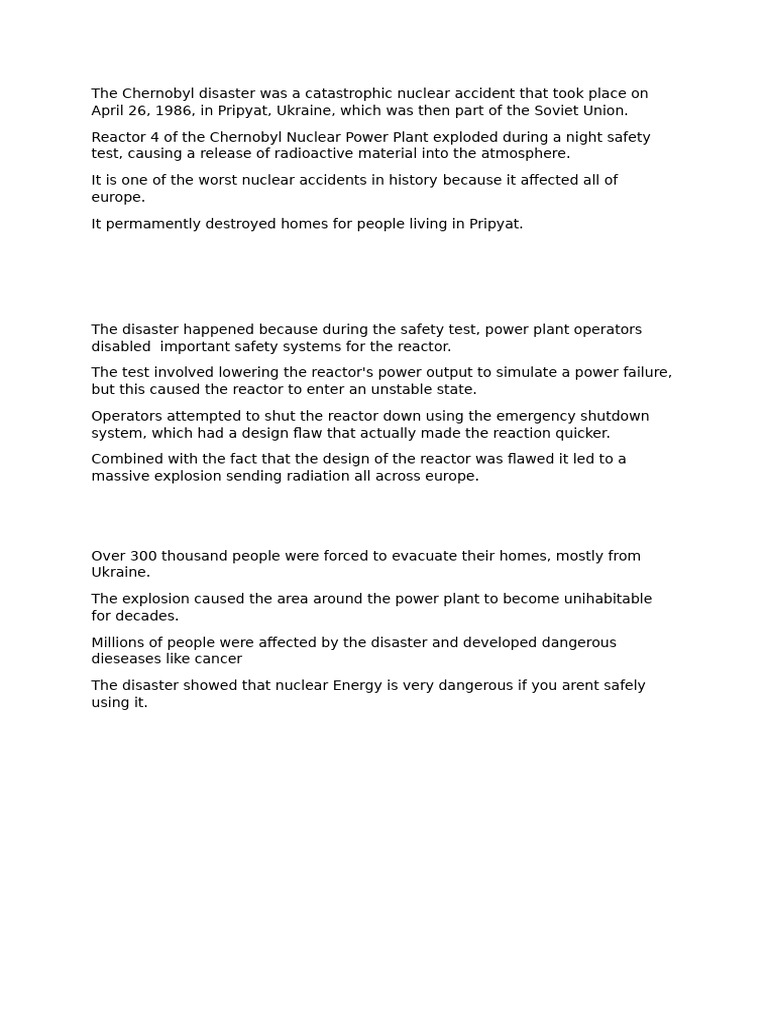 The Chernobyl Disaster Was A Catastrophic Nuclear Accident That Took ...