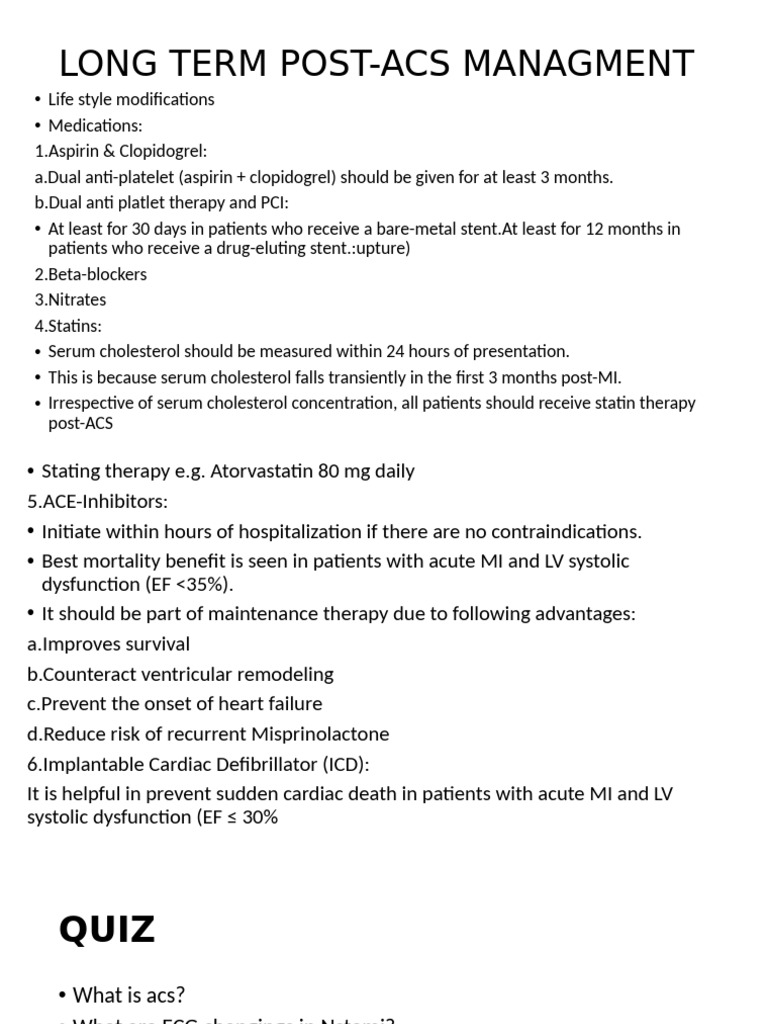 Long Term Post-Acs Managment (2 | PDF
