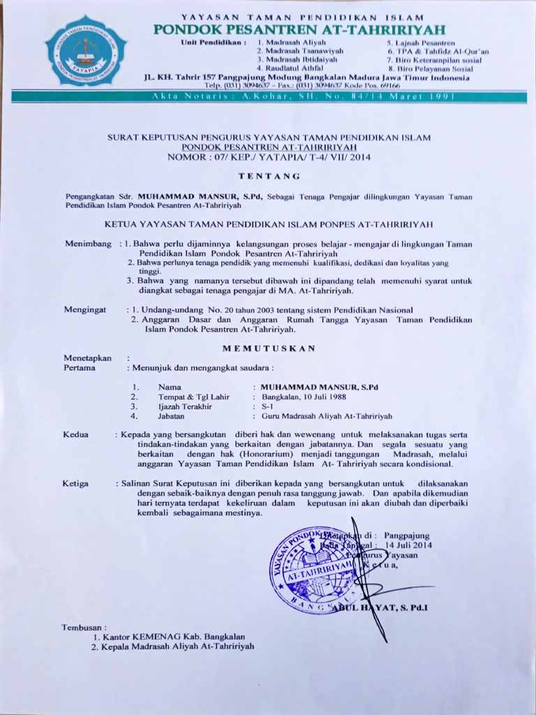 Contoh Surat Keputusan | PDF