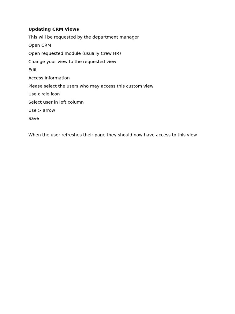 How to Update CRM Views | PDF