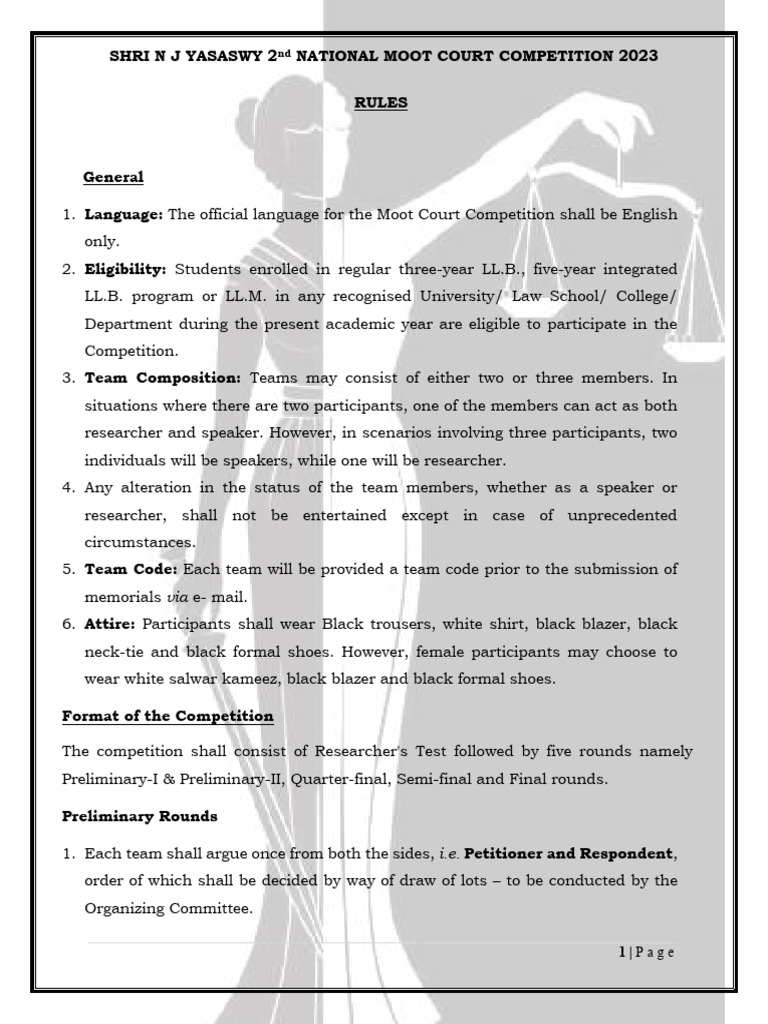 Rules and Regulation of NMCC'23 | PDF | Ex Parte | Justice
