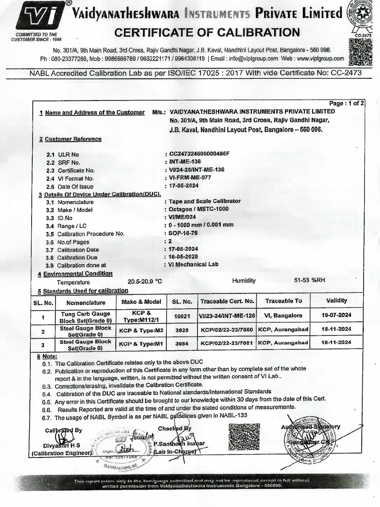 Calibration & Traceability of 5m Measuring Tape | PDF | Calibration ...