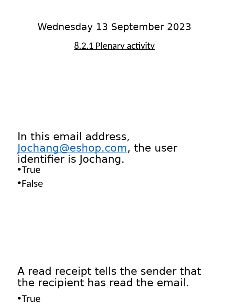 8.2.1 Plenary Activity | PDF