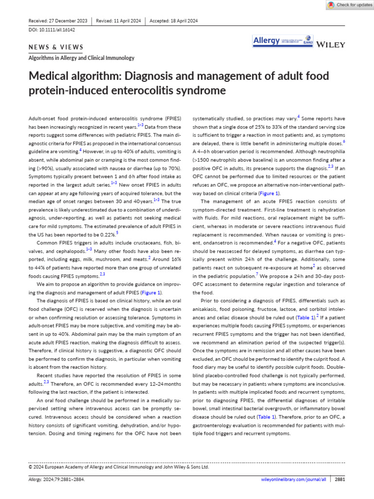 Allergy - 2024 - Gonzalez Delgado - Medical Algorithm Diagnosis and ...