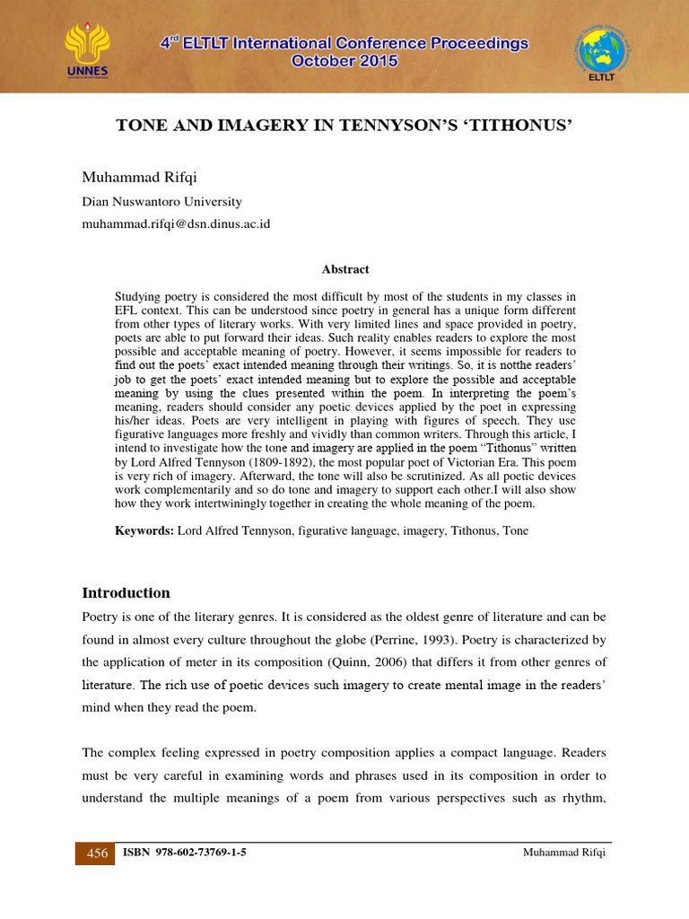 Tennyson's "Tithonus": Tone & Imagery Analysis | PDF | Poetry