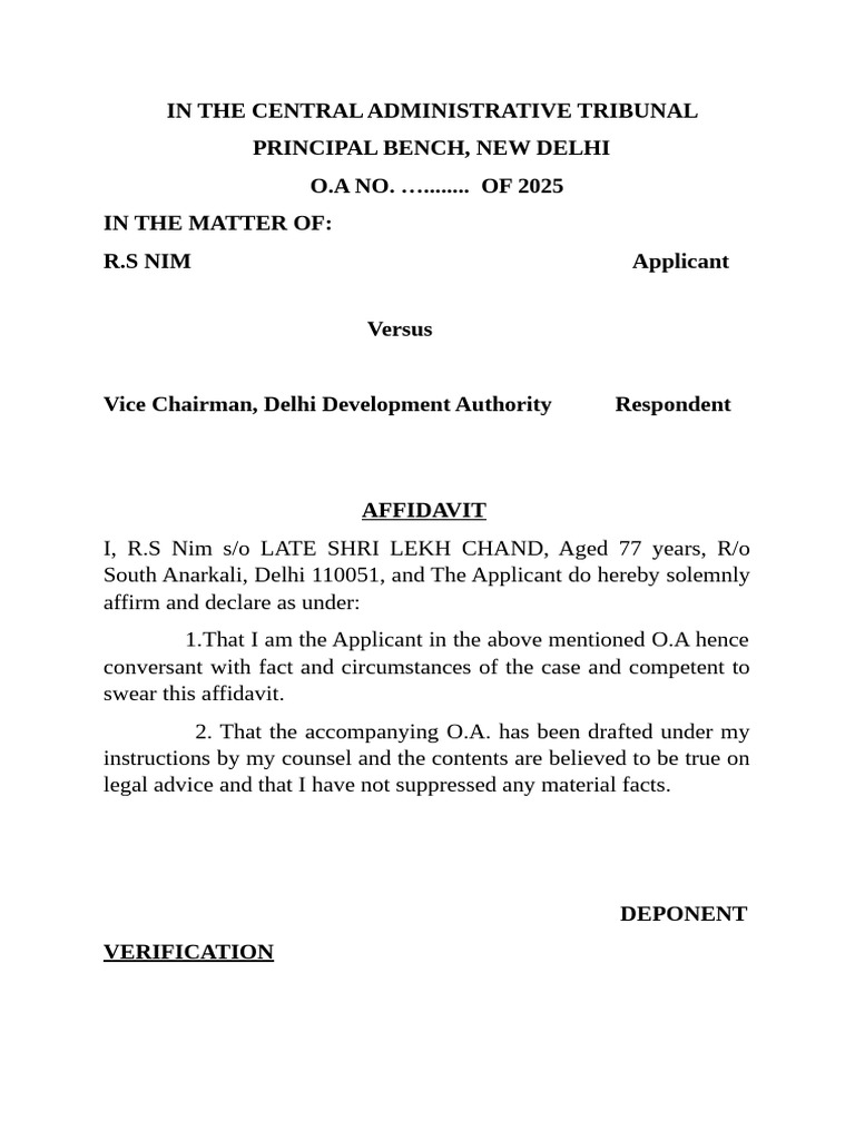 Central Administrative Tribunal Affidavit | PDF