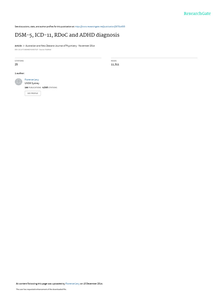 DSM 5 ICD 11 RDoC and ADHD Diagnosis | PDF | Attention Deficit ...