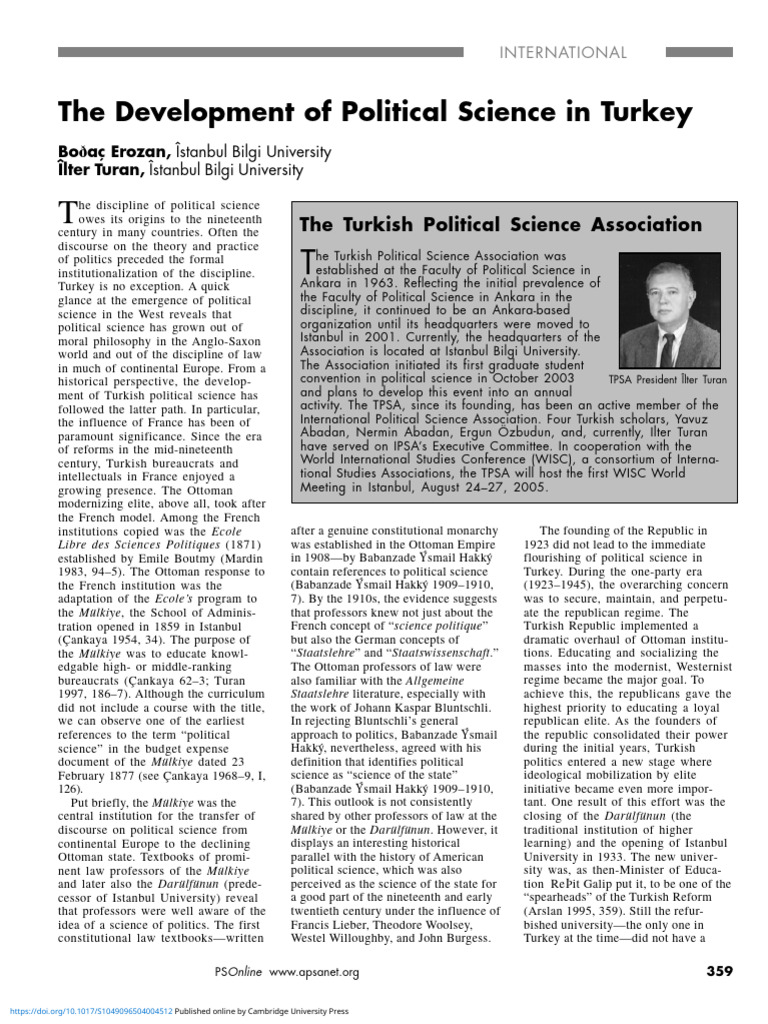 The Development of Political Science in Turkey 2004 | PDF | Science ...