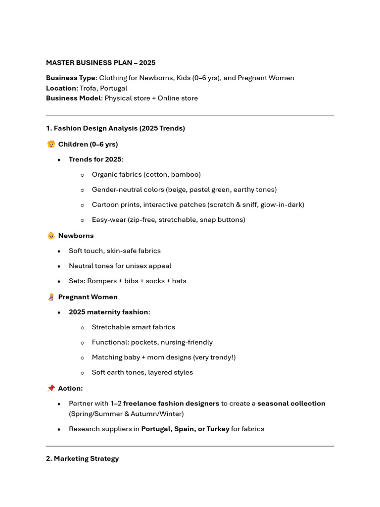 Master Business Plan - 2025 | PDF