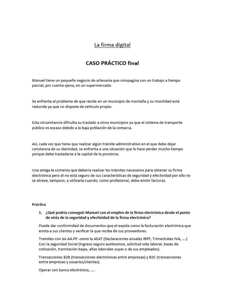 Caso Practico Final. Curso La Firma Digital Jorge Pérez Valle | PDF