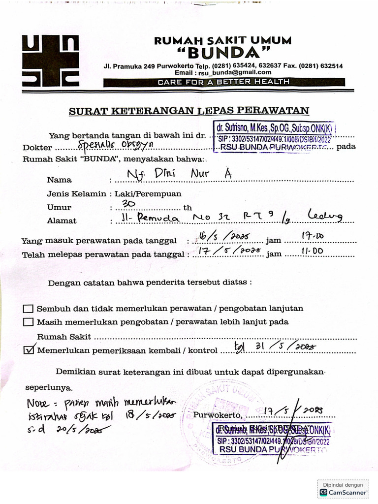 Surat Lepas Perawatan | PDF