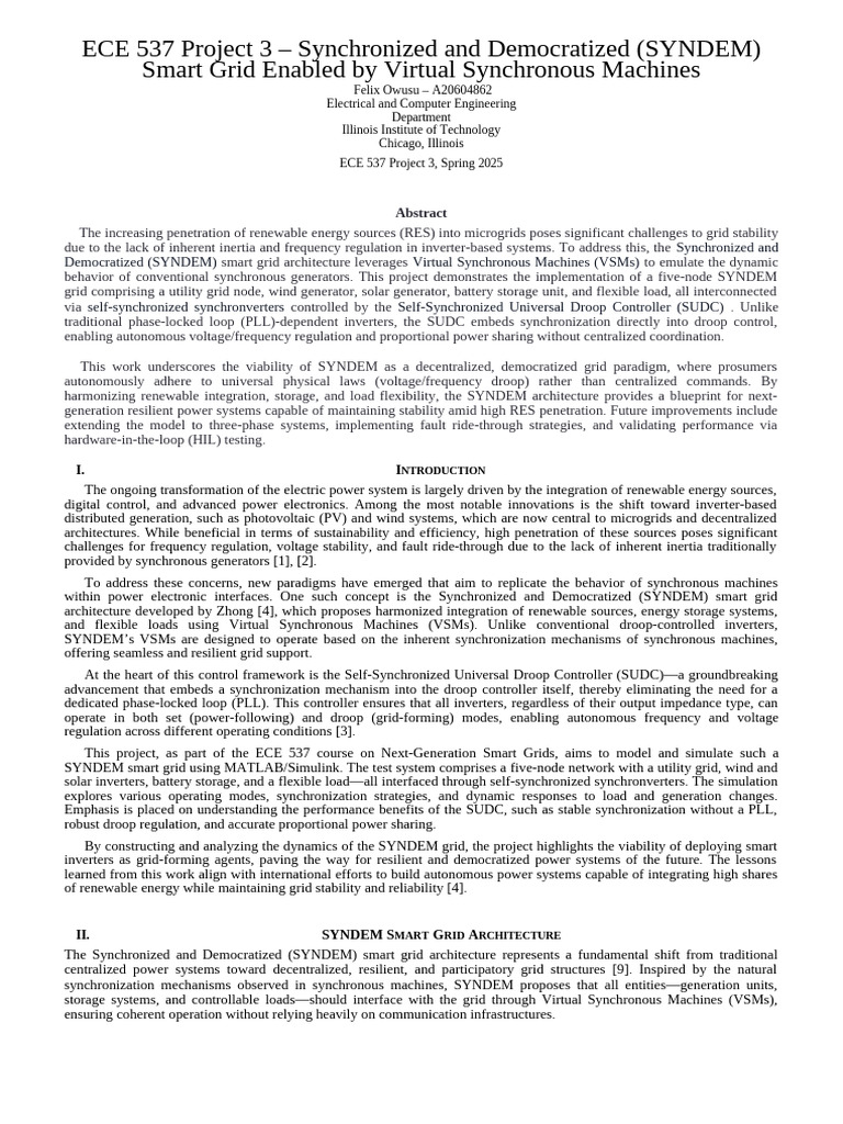 Ece 537 Project 3 Synchronized And Democratized Syndem Smart Grid