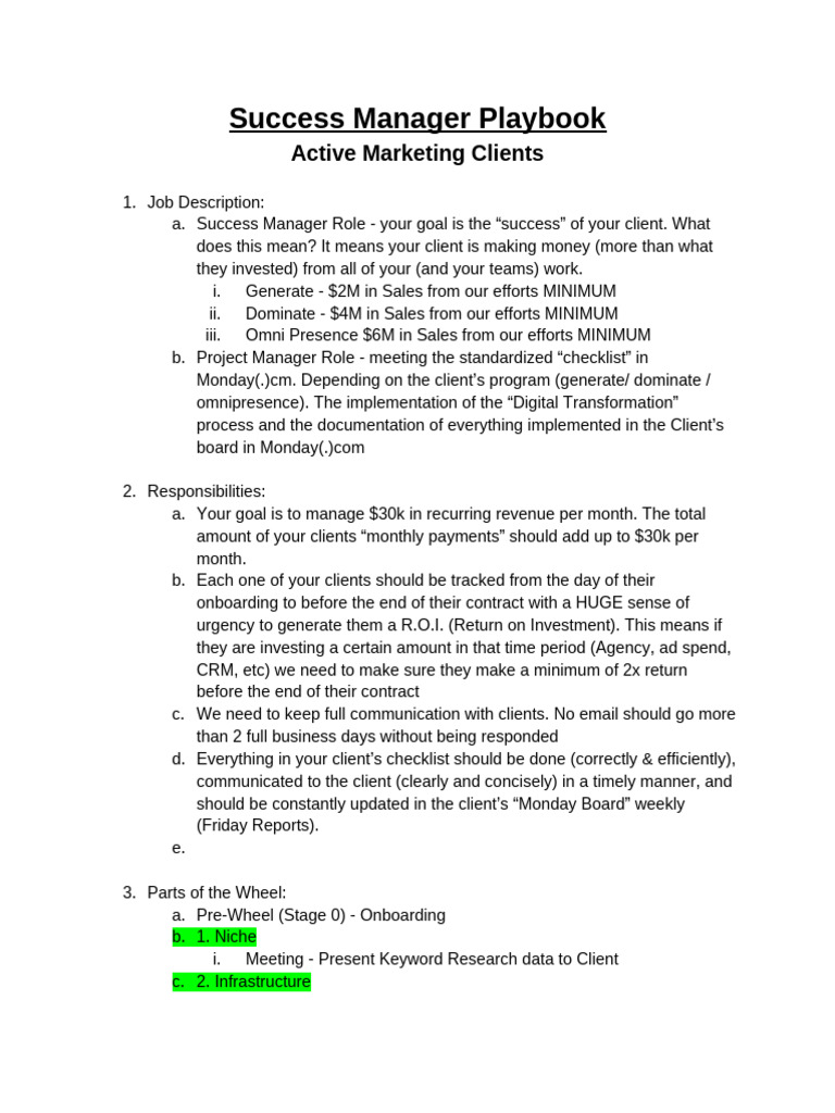 Customer Success Manager Playbook | PDF | Customer Relationship ...