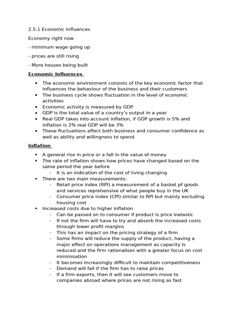 2.5.1 Economic Influences | PDF | Cost Of Living | Recession