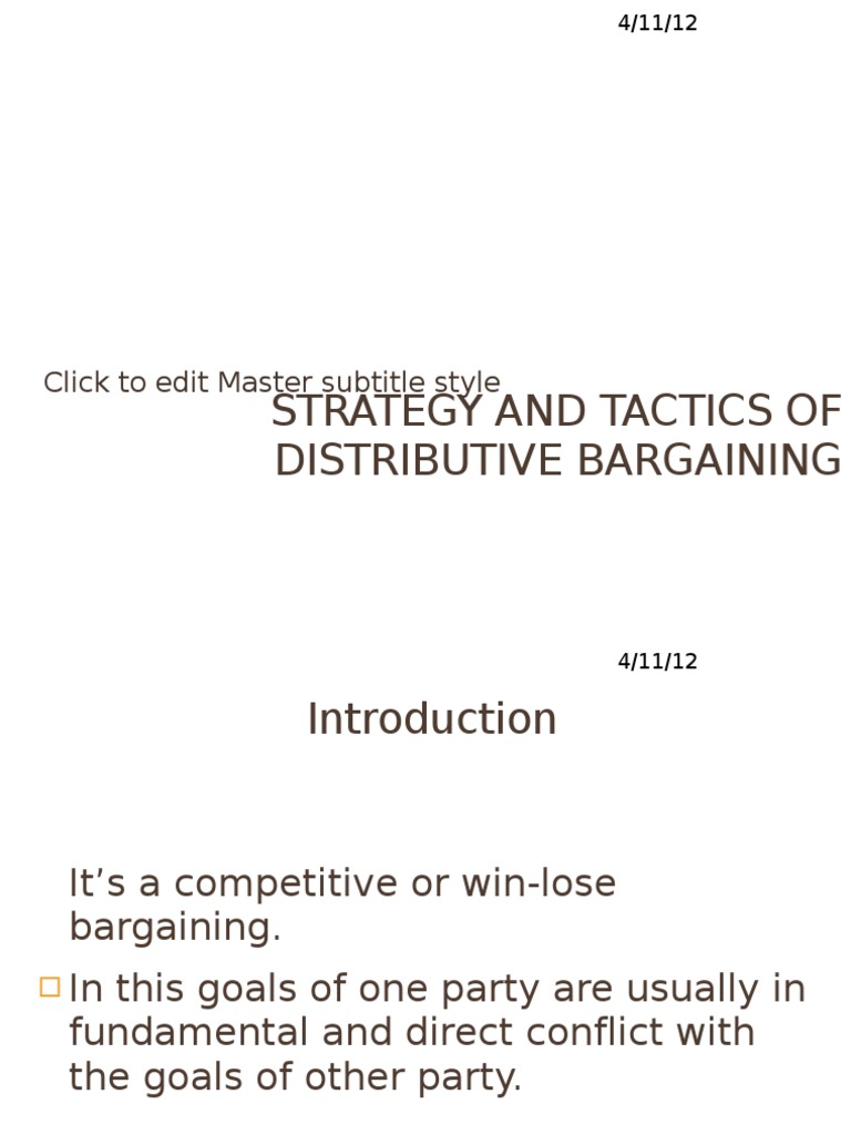 Strategy and Tactics of Distributive Bargaining | PDF | Bargaining ...