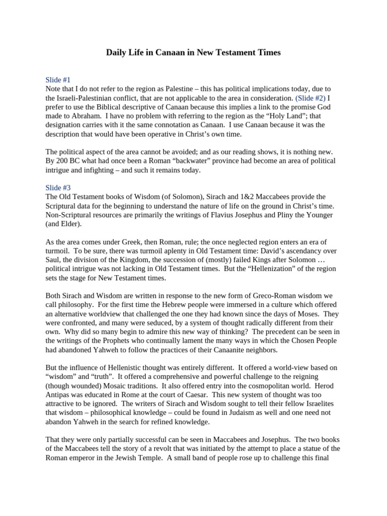Life in Canaan During New Testament Era | PDF | Pharisees | Jesus