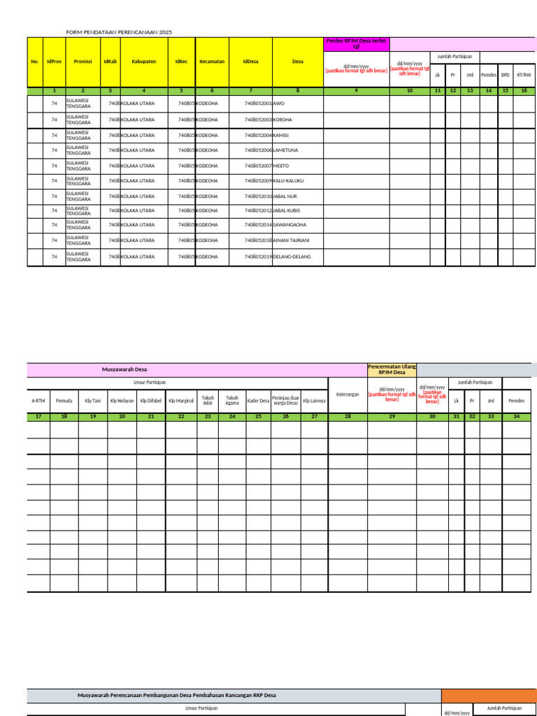 Form Pendataan Perencanaan 2025 JBN | PDF