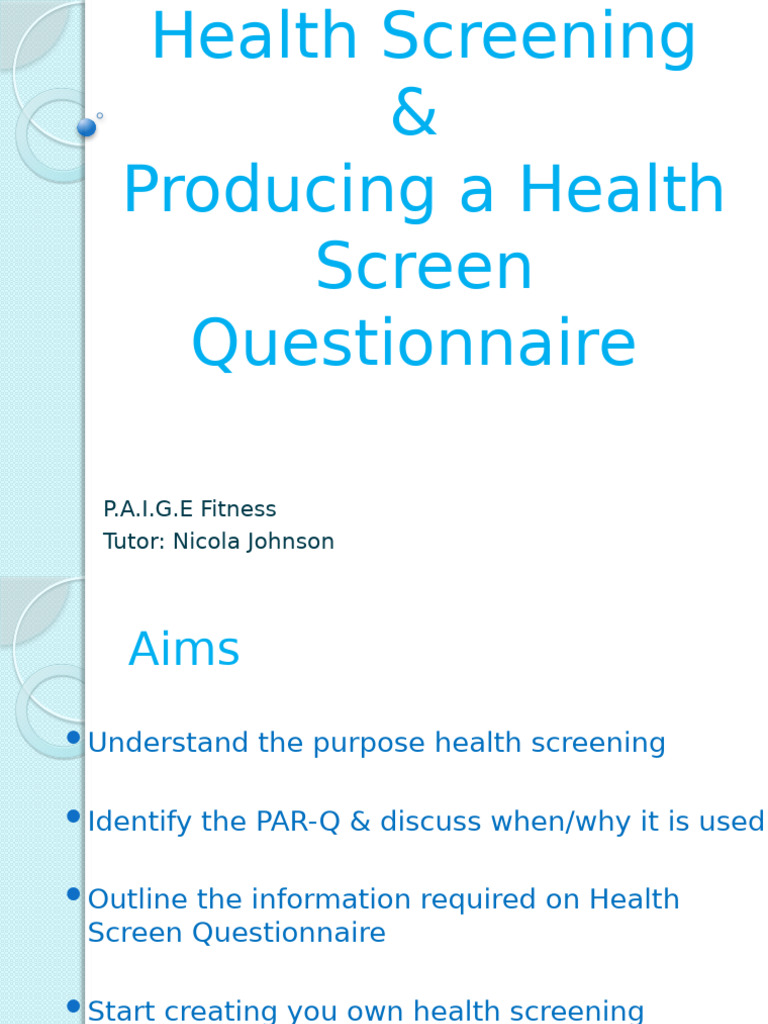 Creating a Health Screening Questionnaire | PDF | Screening (Medicine ...