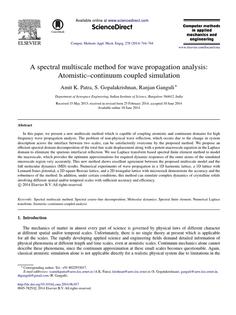 A Spectral Multiscale Method For Wave Propagation Analysis Atomistic ...