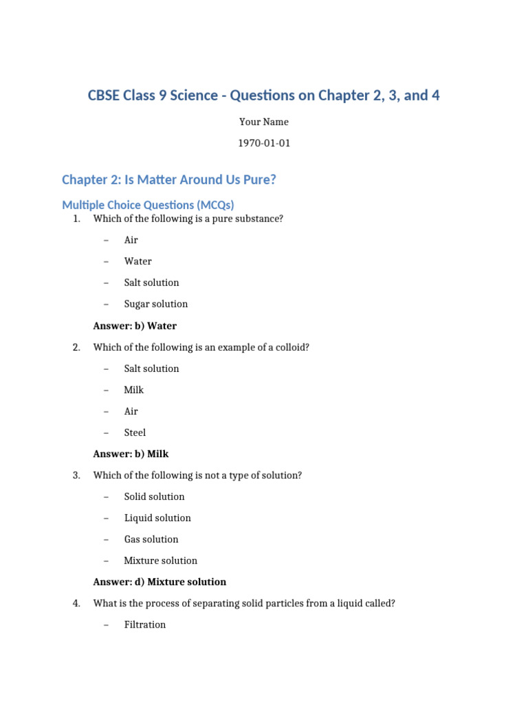 Chapter 2 Matter Around Us | PDF | Mixture | Filtration