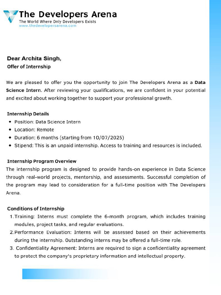 Archita Singh OfferLetter | PDF