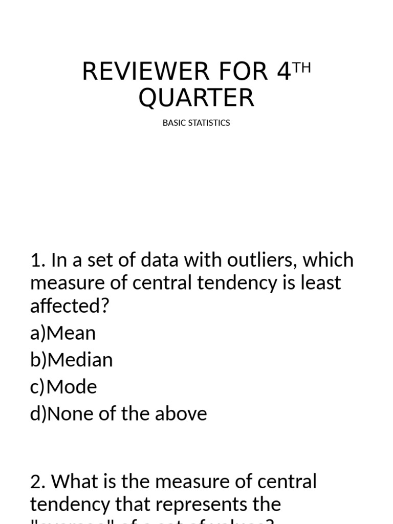 Reviewer For 4th Quarter | PDF | Statistical Analysis | Teaching Mathematics