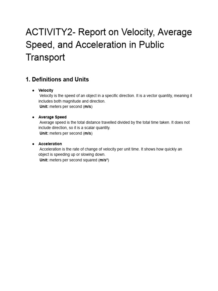 Velocity and Acceleration in Transport | PDF | Buoyancy | Force