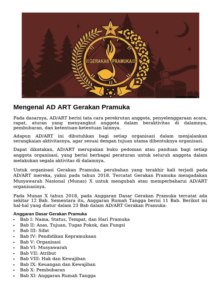 Memahami AD ART Gerakan Pramuka | PDF