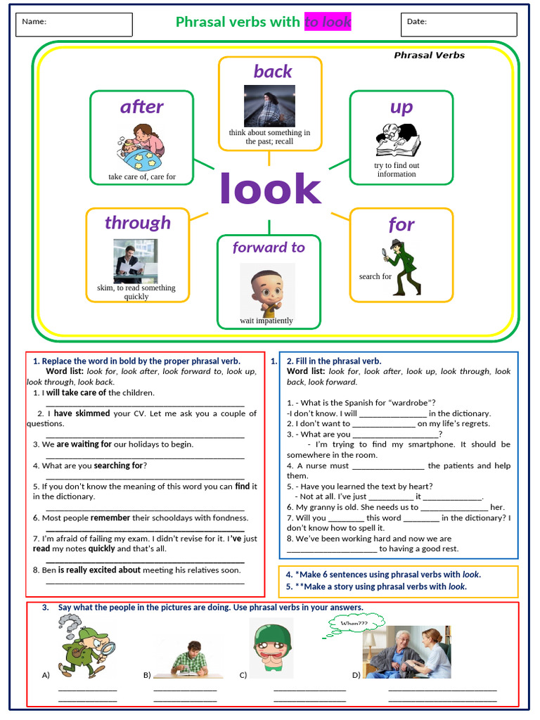 Phrasal Verbs With Look Grammar Drills Picture Description Exercises ...