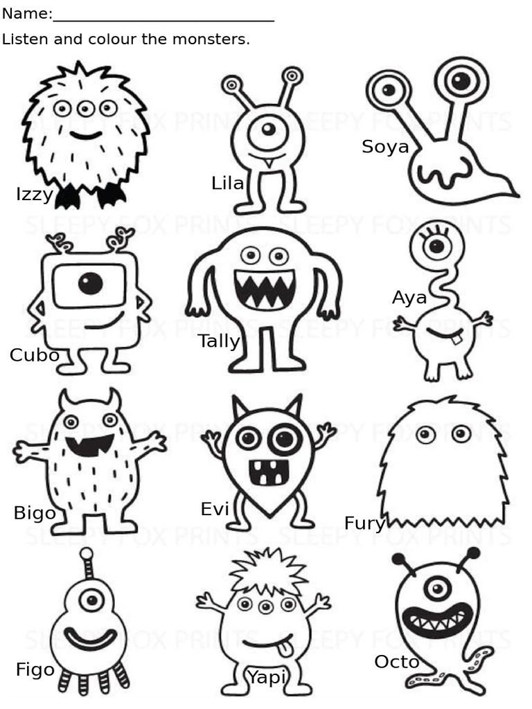 Color and Listen to Monsters Activity | PDF