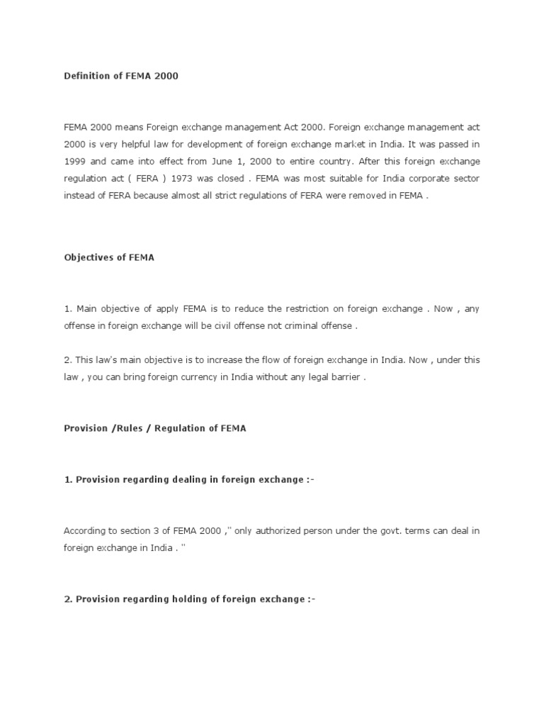 Definition of FEMA 2000 | PDF | Finance & Money Management