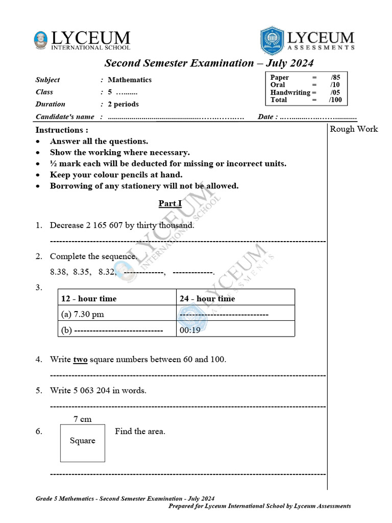 Grade - 5 Mathematics | PDF