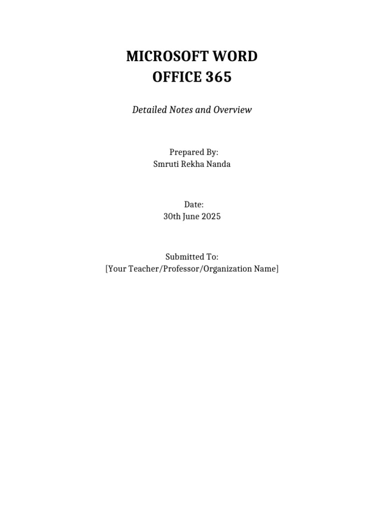 Microsoft Word Office 365 Cover Page | PDF