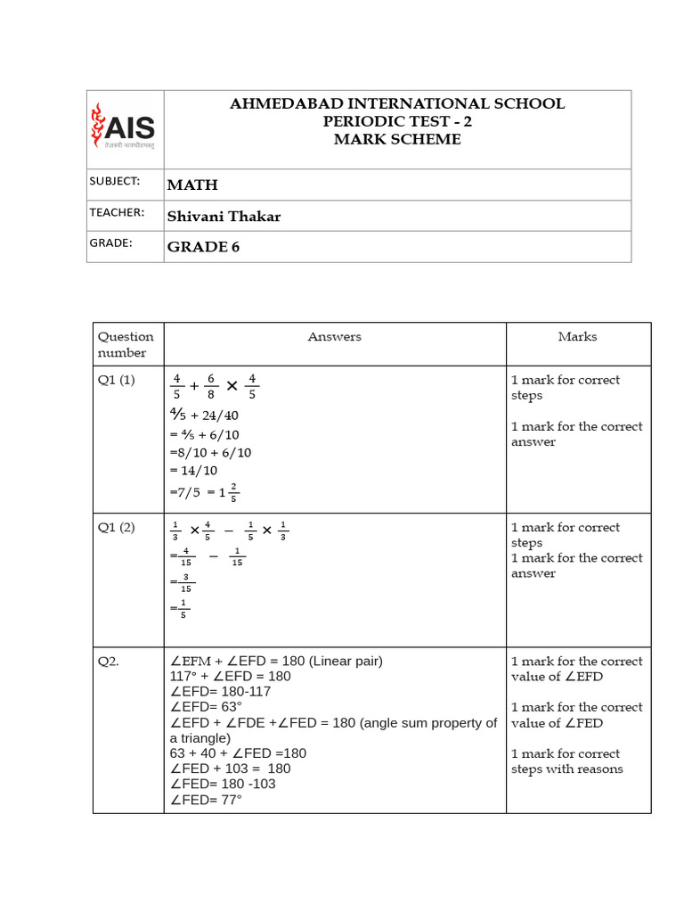 Toddle AIS - 2024 25 - GRADE 6 - PT 2 - Math MS | PDF | Rectangle ...