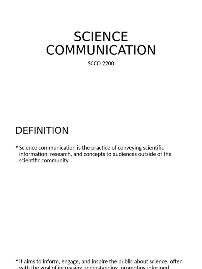 Science Communication Slides One | PDF | Science | Communication